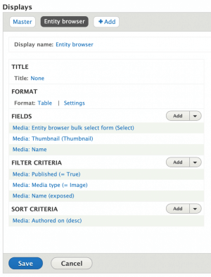 Name your new view “Image Media Entity Browser Listing” View Settings: Show: Media of type ...